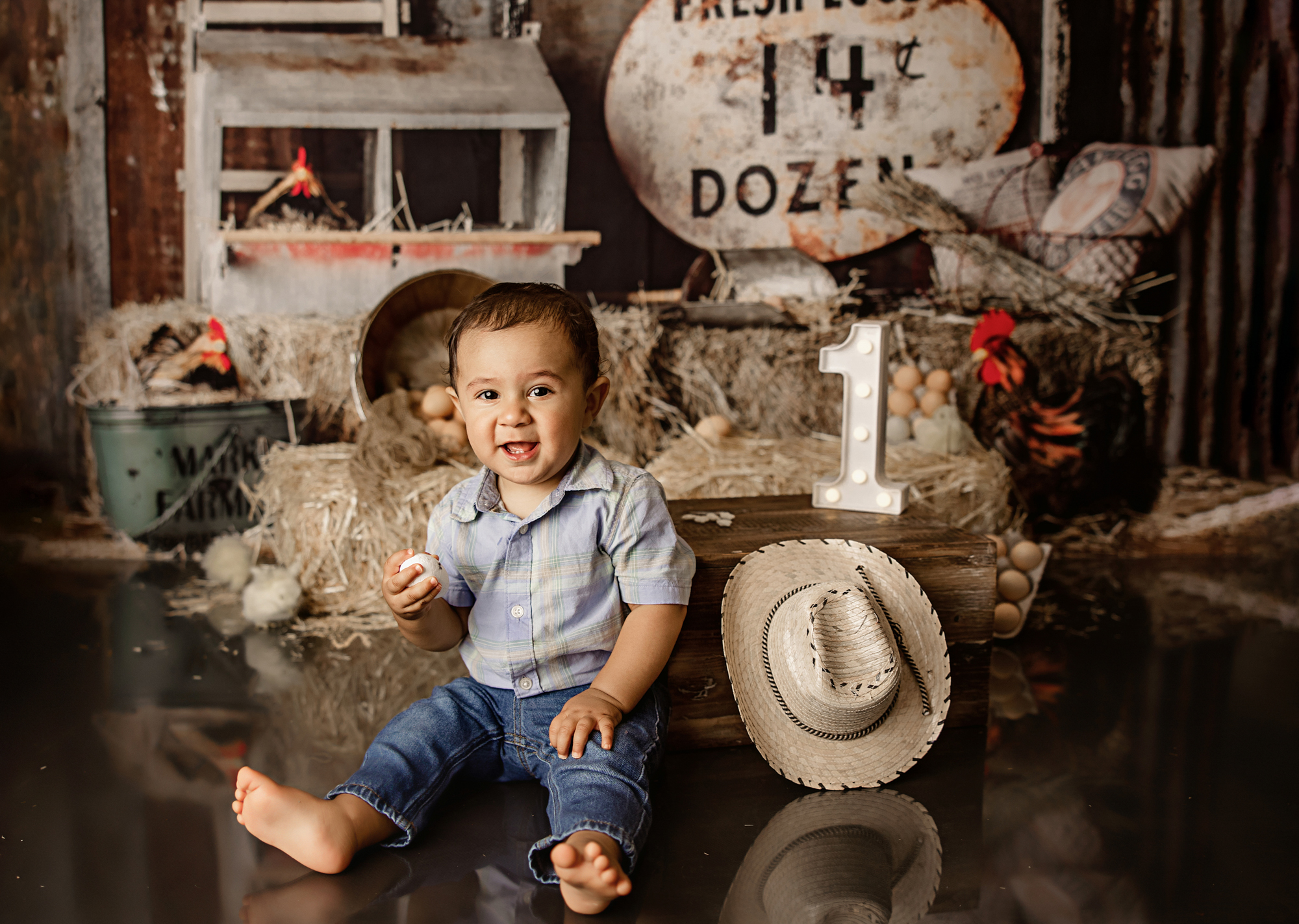 A Cluckin' Cute Farm-Themed Cake Smash | Roseville Photographer