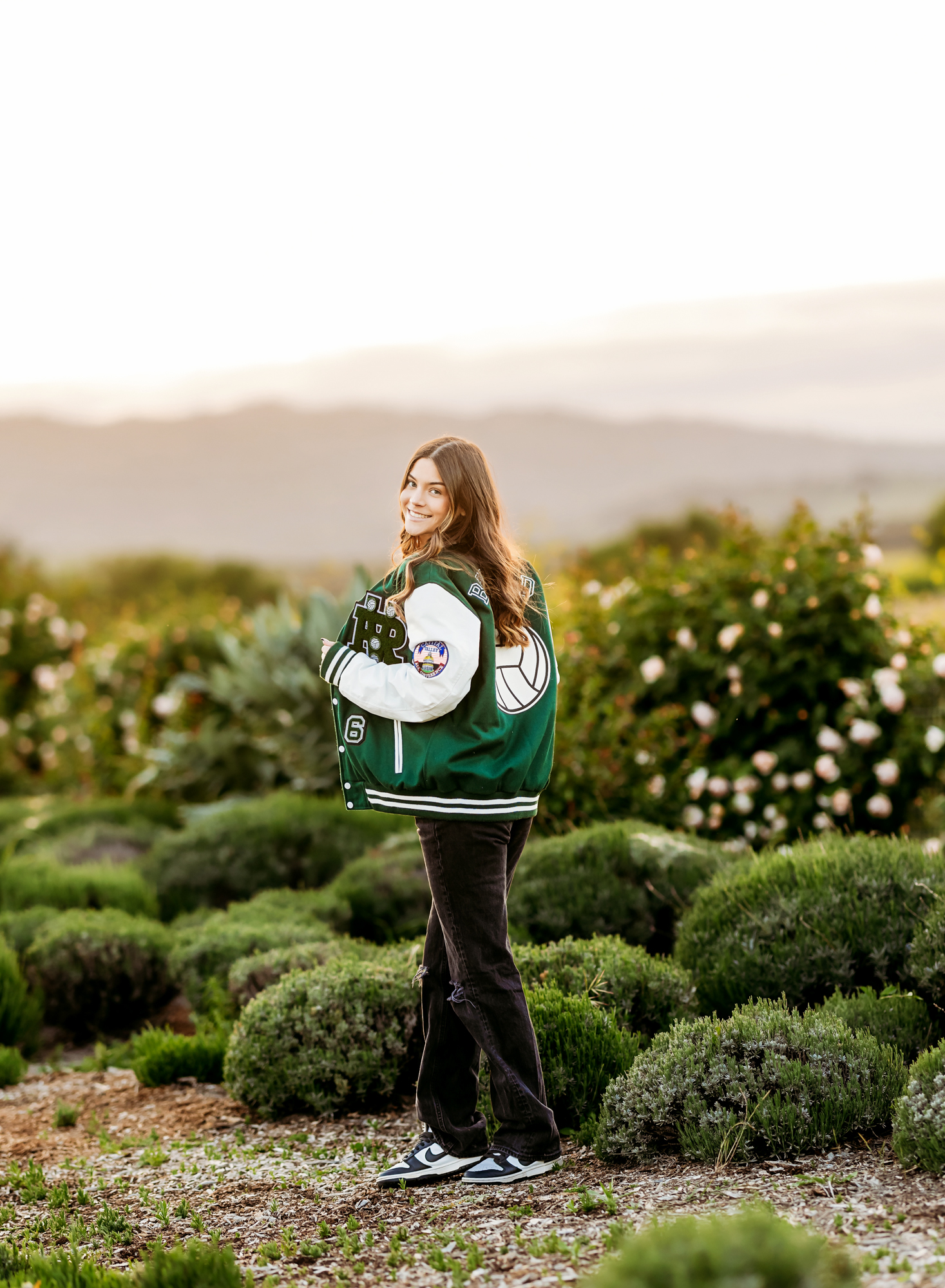Senior Girls and Letterman Jackets in Senior Portraits | Senior ...